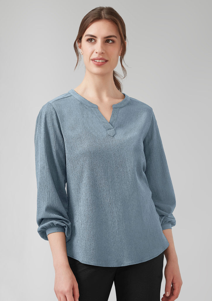 RU568LL Womens Ruche Long Sleeve Blouse - Workwear Australia Online